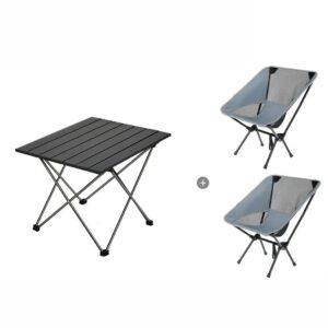 zjdu table and chairs set 2 person - outdoor folding table and chairs patio furniture sets, portable picnic table with folding oxford cloth chairs,for garden and balcony,hiking, and travel,40×35×29cm