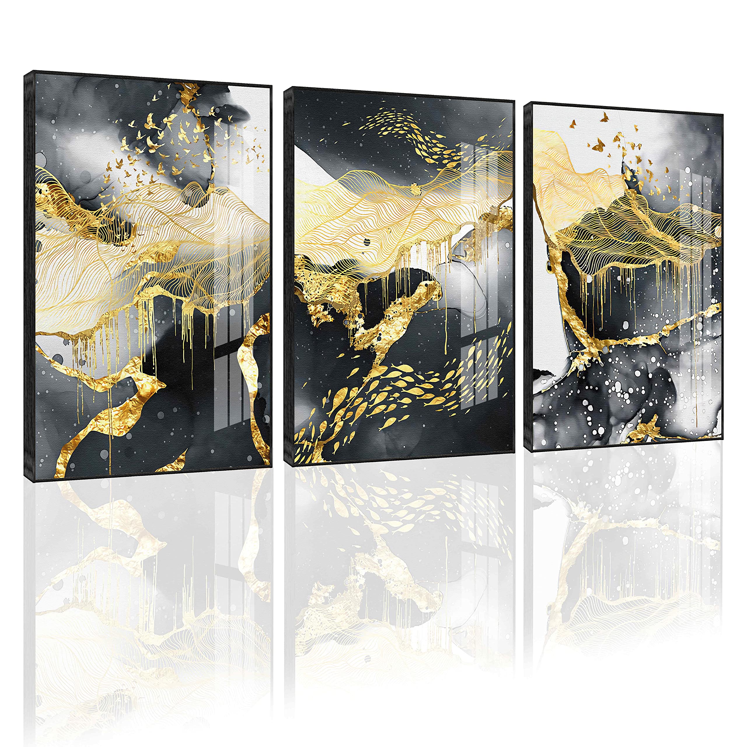 SIJIFACAI Aluminum Alloy Frame Wall art - Abstract decor Wall Art Wall Paintings Wall art for Living Room bedroom decor 3 Piece 12x16inx3pcs