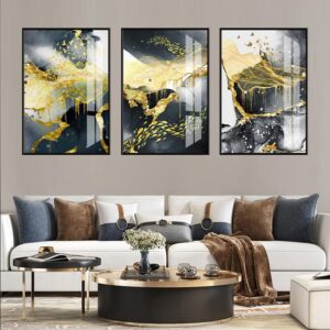 SIJIFACAI Aluminum Alloy Frame Wall art - Abstract decor Wall Art Wall Paintings Wall art for Living Room bedroom decor 3 Piece 12x16inx3pcs