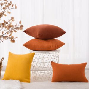 Top Finel Orange 18 X 18 Decorative Throw Pillow Covers Set of 2, Soft Solid Chenille Fall Cushion Cover Case for Couch Sofa Bed Living Room,45 X 45 cm, Rustic Burnt Orange Home Decor