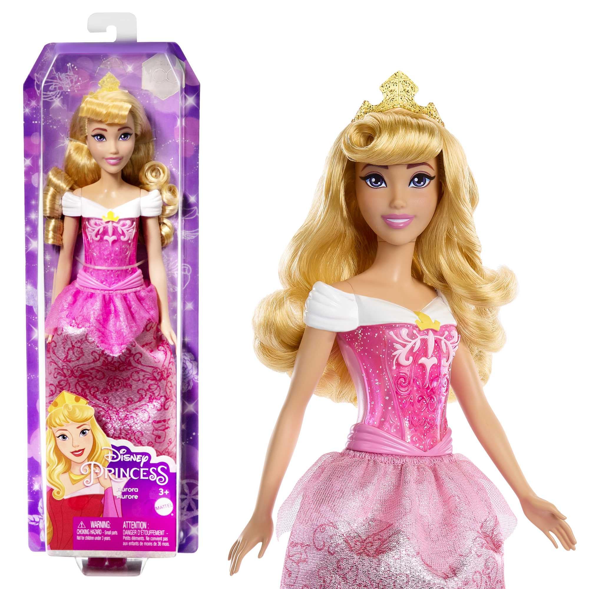 Mattel Disney Princess Toys, Aurora Fashion Doll, Sparkling Look with Blonde Hair, Purple Eyes & Tiara Accessory, Inspired by the Sleeping Beauty Movie