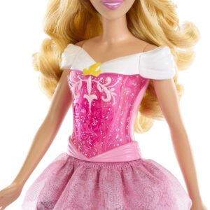 Mattel Disney Princess Toys, Aurora Fashion Doll, Sparkling Look with Blonde Hair, Purple Eyes & Tiara Accessory, Inspired by the Sleeping Beauty Movie