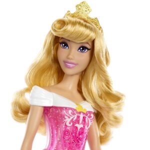 Mattel Disney Princess Toys, Aurora Fashion Doll, Sparkling Look with Blonde Hair, Purple Eyes & Tiara Accessory, Inspired by the Sleeping Beauty Movie