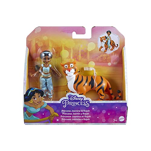 Mattel Disney Princess Jasmine Small Doll and Rajah Tiger Figure with Seat, from Mattel Disney Movie Aladdin