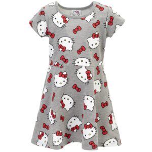 hello kitty little girls french terry short sleeve dress grey 6-6x