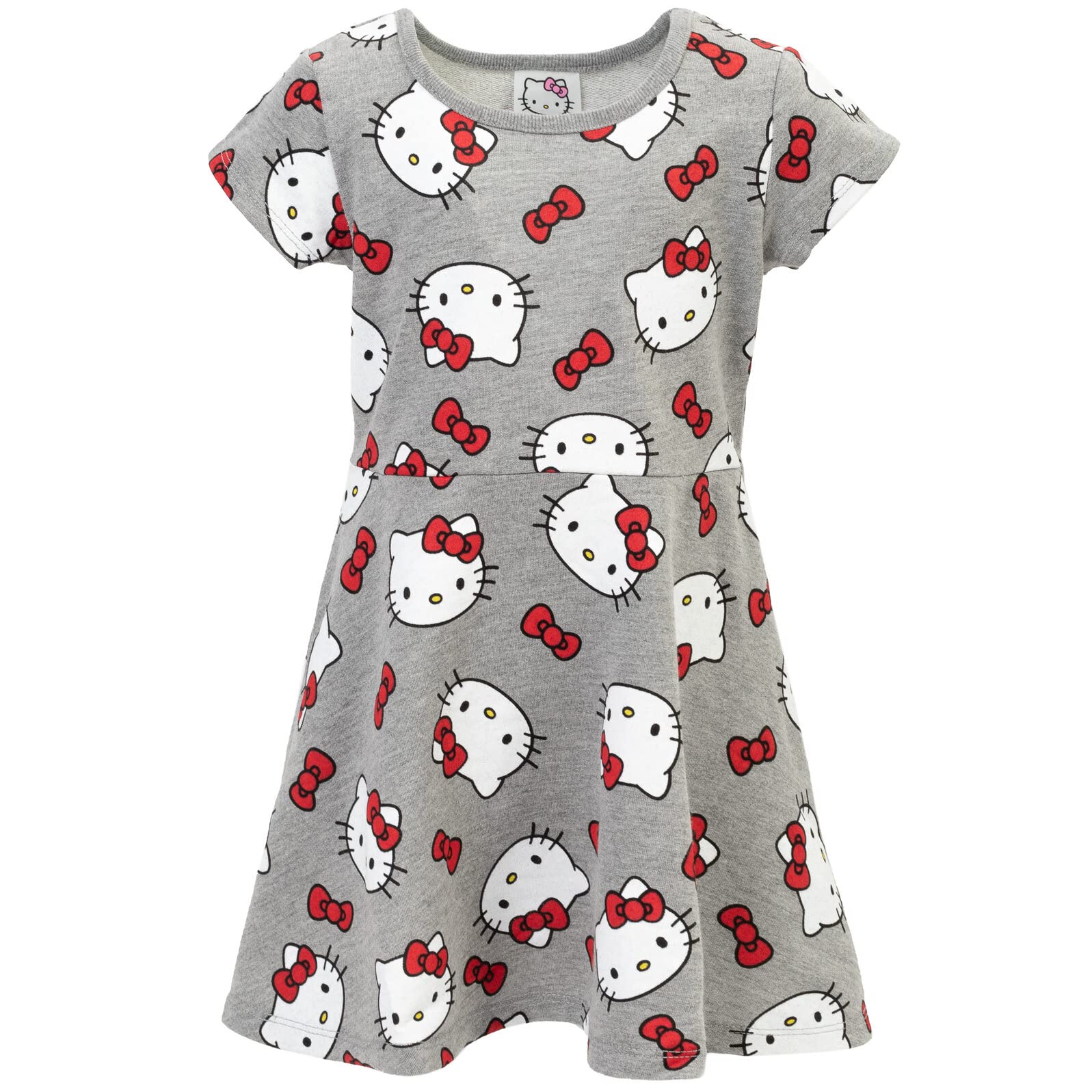 Hello Kitty Little Girls French Terry Short Sleeve Dress Grey 6-6X