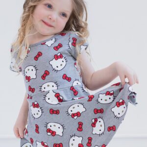 Hello Kitty Little Girls French Terry Short Sleeve Dress Grey 6-6X