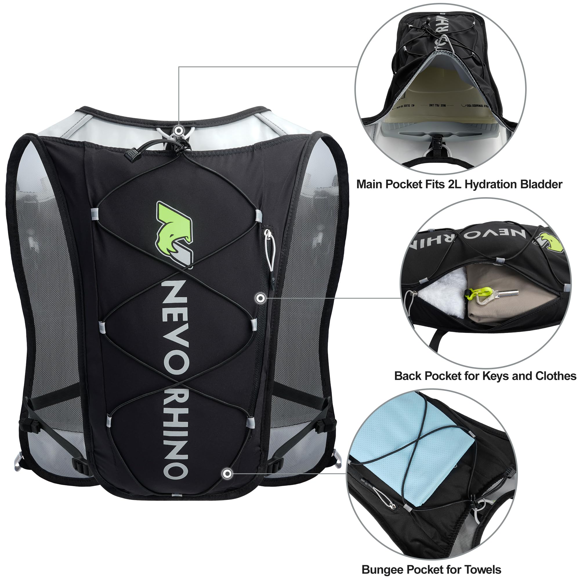 Running Hydration Vest, 5.5L Running Vest for Women Men with 2L TPU Water Bladder,Hydration Backpack for Hiking Marathon Race