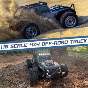 Giociiol 1:16 Scale All Terrain Remote Control Car, 4X4 High Speed 40 Km/h RC Truck 2 Rechargeable Batteries Waterproof Monster RC Crawlers with LED Light for Kids Boys and Adults