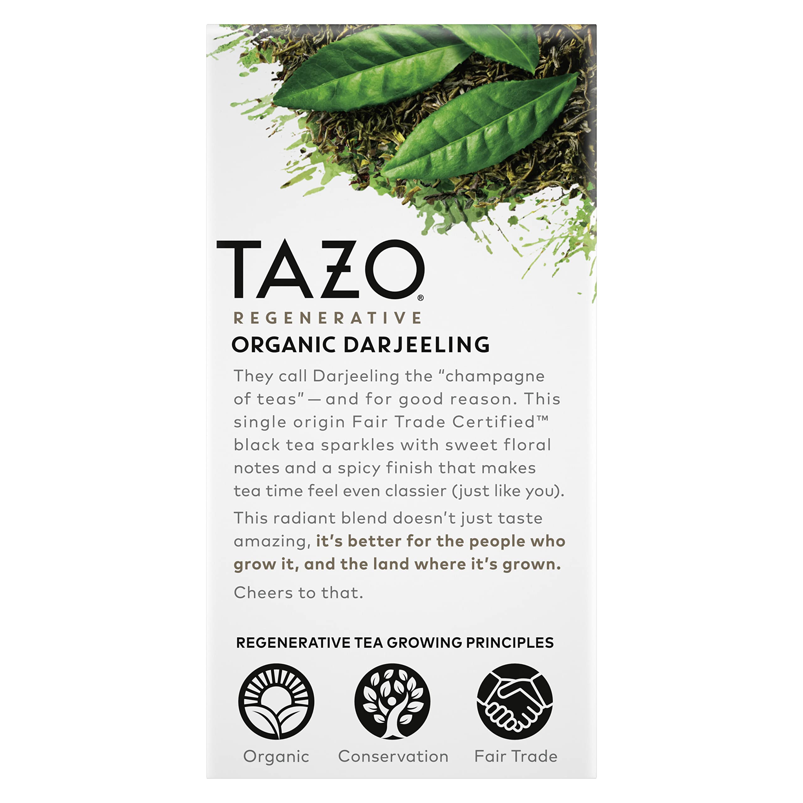 TAZO Regenerative Organic Darjeeling Tea Bags, 16 Count(Pack of 6)