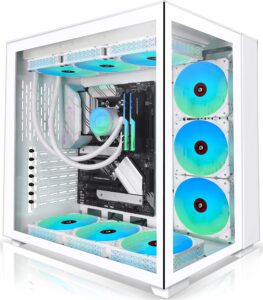 kediers pc case - atx tower tempered glass gaming computer case with out argb fans, c590