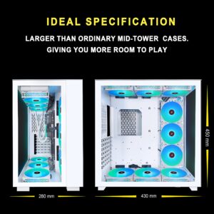 KEDIERS PC Case - ATX Tower Tempered Glass Gaming Computer Case with out ARGB Fans, C590