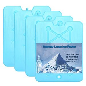 tapleap xl large ice packs for coolers - slim freezer packs for camping- long lasting reusable dry ice blocks, 13 x 10 x 0.5 inch, quick freeze - set of 4