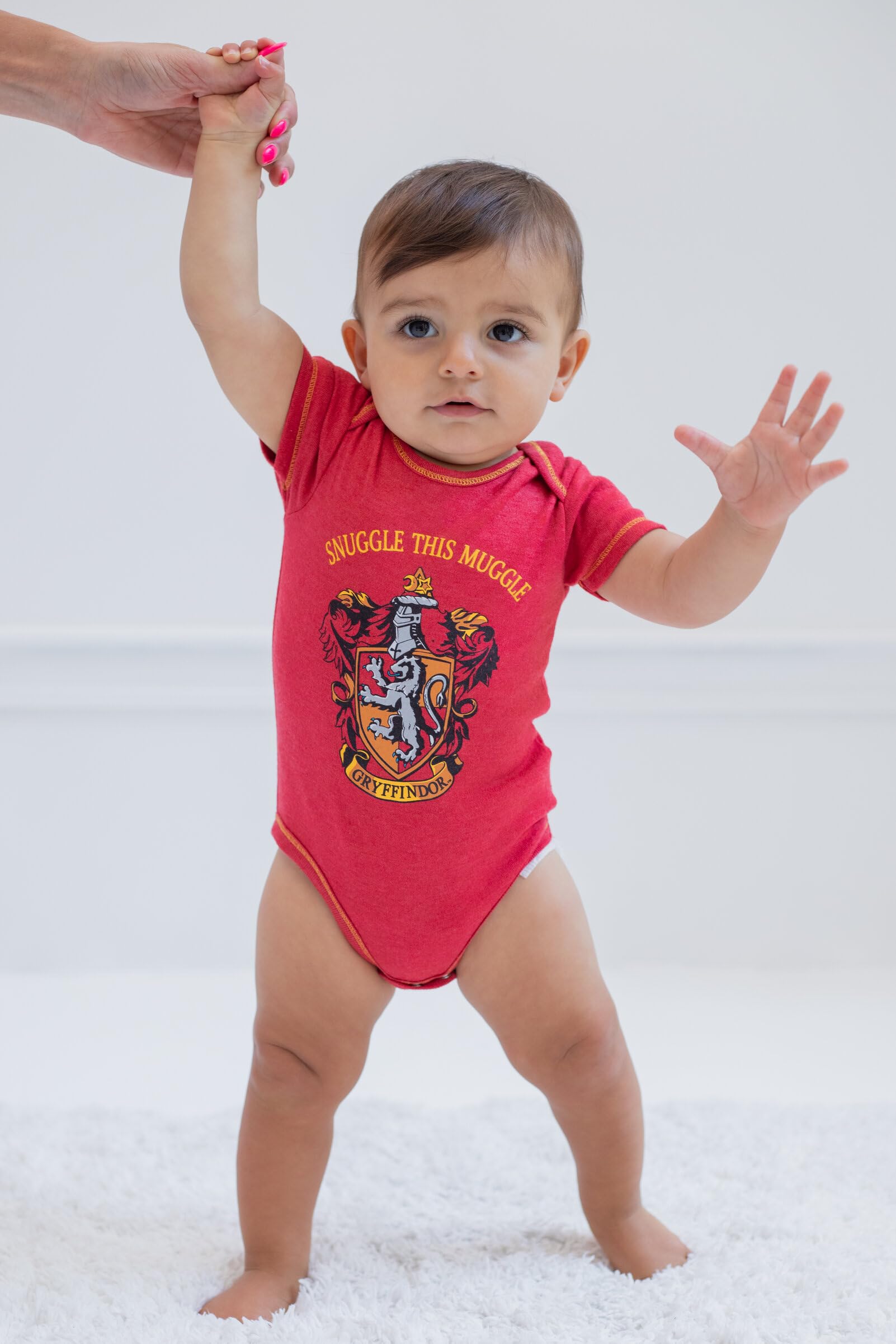 Harry Potter Gryffindor Hufflepuff Ravenclaw Slytherin Newborn Baby Boys 4 Pack Bodysuits 6-9 Months