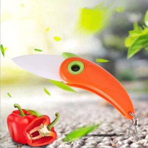 TOPINCN Ceramic Paring Knife Mini Kitchen Fruits Vegetable Ceramic Folding Handle Pocket Knife Camping Knives Cutting Tools 4 Colors (Red)