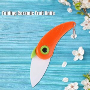 TOPINCN Ceramic Paring Knife Mini Kitchen Fruits Vegetable Ceramic Folding Handle Pocket Knife Camping Knives Cutting Tools 4 Colors (Red)