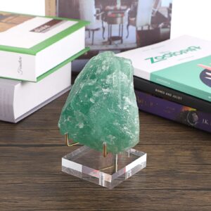 Hipiwe Clear Acrylic Display Stand Holder with Adjustable Metal Arms Display Easel Stands for Gemstones Fossils Minerals Agate Slabs Plates Crystals Saucers Collectibles, 2.4x2.4x4.1 inch