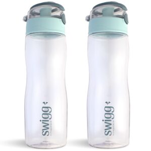 1 bpa free sports water bottles for school gym bicycle car - leak proof sports waterbottles - see through reusable clear water bottle botella de agua made of tritan plastic refillable 24oz