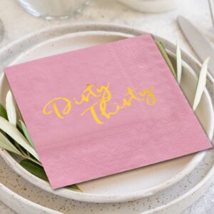 Apriciti Cocktail Napkins Pink Gold Napkins, 30th Anniversary Party Napkins Paper with Gold Foil Words for Thirty Birthday Anniversary Celebration Decorations 2023 (Pink-Thirty, 20 Count)