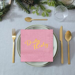 Apriciti Cocktail Napkins Pink Gold Napkins, 30th Anniversary Party Napkins Paper with Gold Foil Words for Thirty Birthday Anniversary Celebration Decorations 2023 (Pink-Thirty, 20 Count)