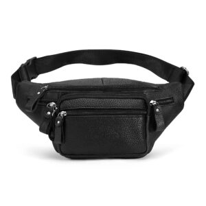 orrinsports leather waist bag multiple pockets fanny pack for women men daily life and travel outdoor