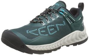 keen women's nxis evo low height waterproof fast packing hiking shoes, sea moss/ipanema, 9