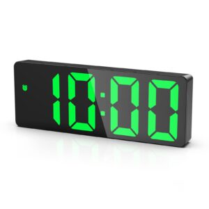 jxtz digital alarm clock, alarm clocks bedside with big led temperature display, bedside clock with usb/battery powered, snooze, date, time, 3 adjustable brightness, voice control