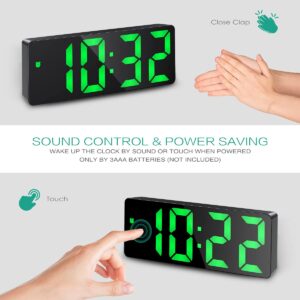 JXTZ Digital Alarm Clock, Alarm Clocks Bedside with Big LED Temperature Display, Bedside Clock with USB/Battery Powered, Snooze, Date, Time, 3 Adjustable Brightness, Voice Control