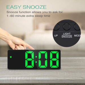 JXTZ Digital Alarm Clock, Alarm Clocks Bedside with Big LED Temperature Display, Bedside Clock with USB/Battery Powered, Snooze, Date, Time, 3 Adjustable Brightness, Voice Control