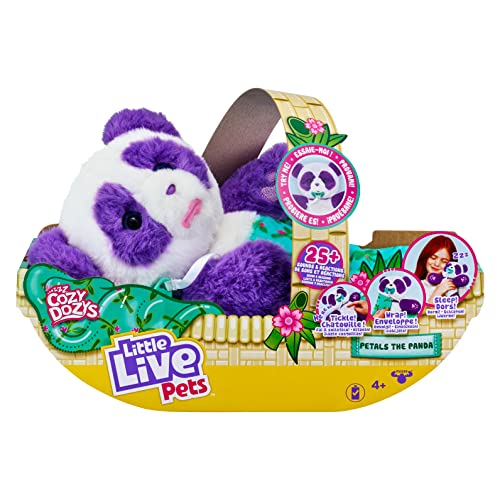 Little Live Pets - Cozy Dozys: Petals The Panda | Interactive Plush Toy Panda. 25+ Sounds and Reactions. Magical Eye Movement. Blanket, Pacifier for Kids Ages 4+