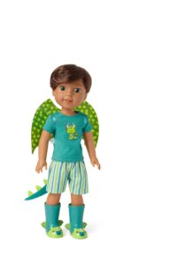 american girl welliewishers 14.5-inch bryant doll with t-shirt, shorts, dragon wings & tail, and boots, for ages 4+