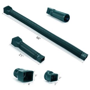 plusgutter Green-2pack Rain Gutter Downspout Extensions Flexible, Drain Downspout Extender,Down Spout Drain Extender, Gutter Connector Rainwater Drainage,Extendable from 21 to 68 Inches