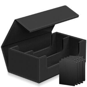 1200+ card deck case for trading cards, leather commander card storage box magnetic card holder fit for yugioh, mtg and sport cards