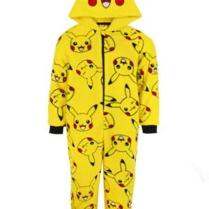 Pokemon Onesie Boys Pikachu Yellow 3D Ears Kids All In One 7-8 Years