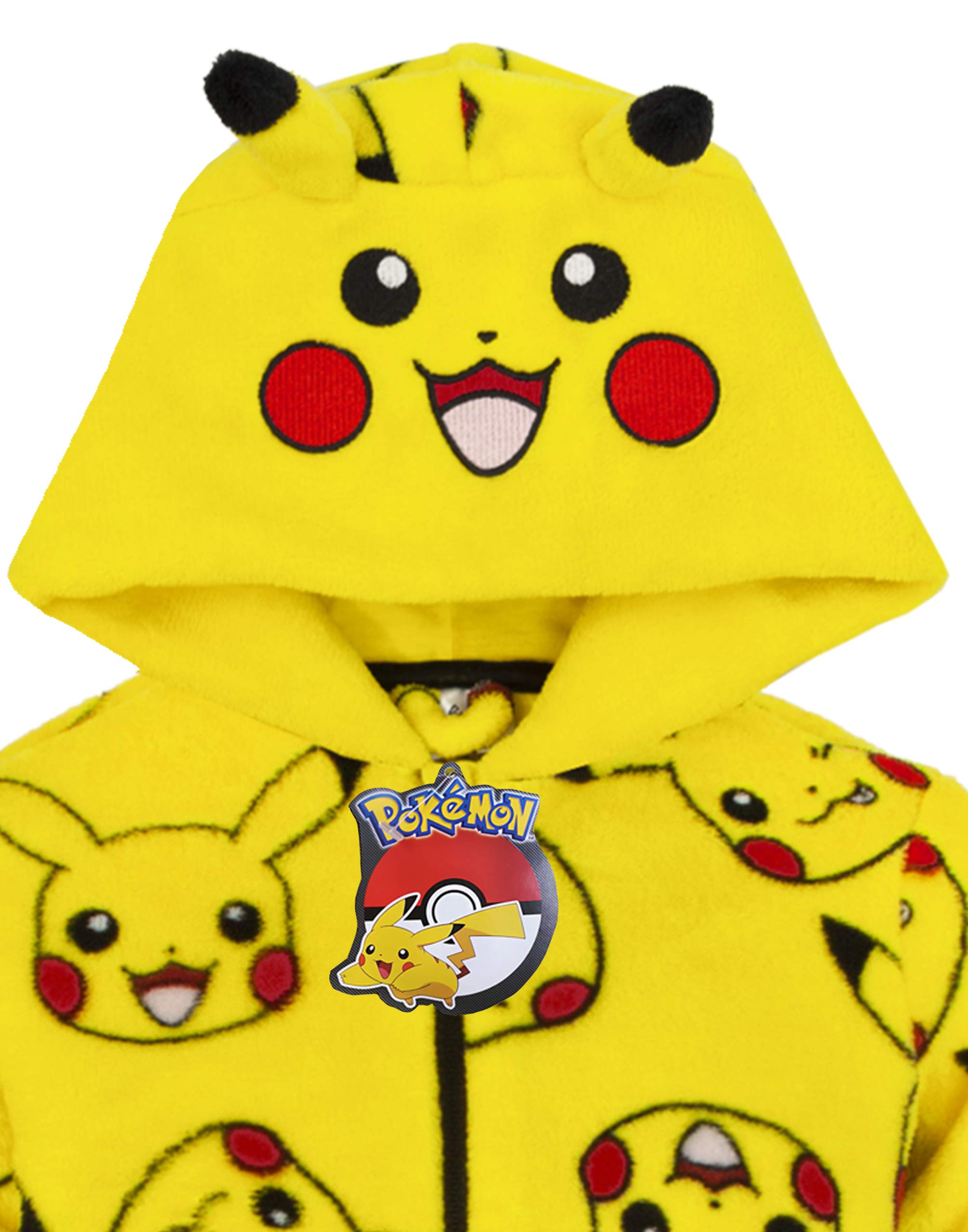 Pokemon Onesie Boys Pikachu Yellow 3D Ears Kids All In One 7-8 Years