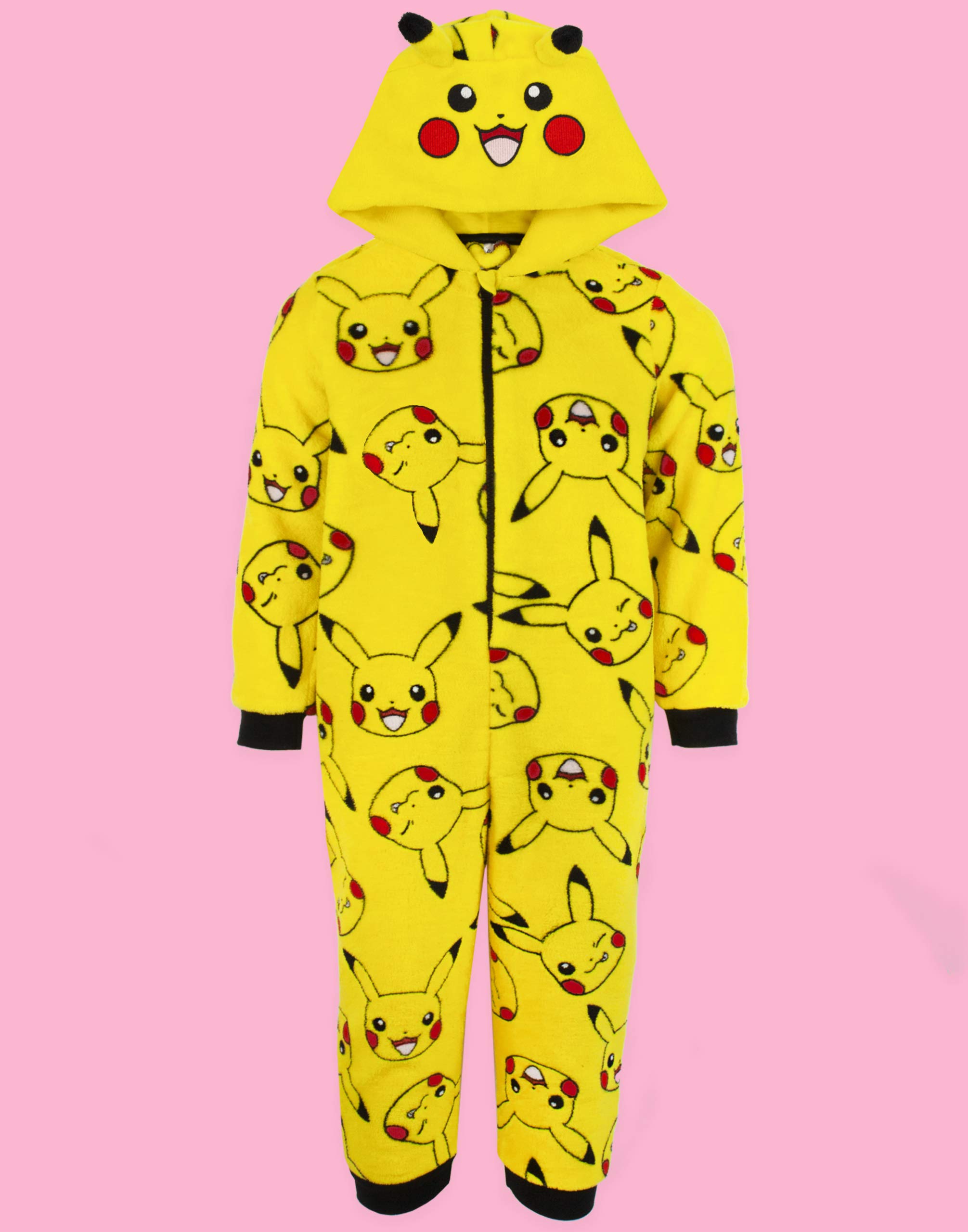 Pokemon Onesie Boys Pikachu Yellow 3D Ears Kids All In One 7-8 Years