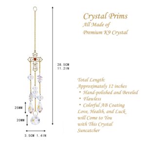 Window Hanging Crystals Suncatcher, Rainbow Prisms for Crystals, Glass Cross Shape Rhinestones Chandelier Wind Chime for Window