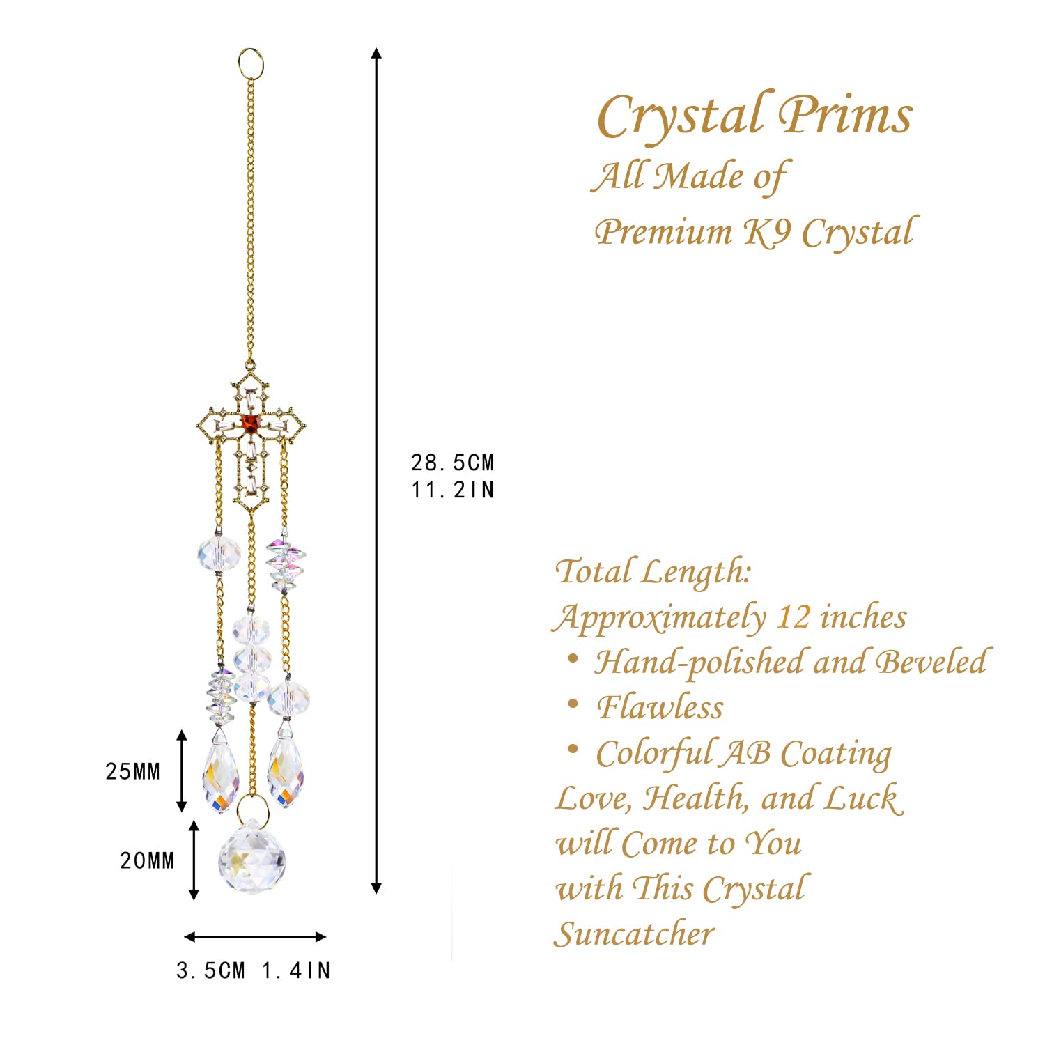 Window Hanging Crystals Suncatcher, Rainbow Prisms for Crystals, Glass Cross Shape Rhinestones Chandelier Wind Chime for Window