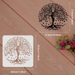 FINGERINSPIRE Tree of Life Stencils Decoration Template 11.8x11.8 inch Tree in Human Shape Drawing Painting Stencils Square Reusable Stencils for Art Projects Painting on Wood, Floor, Wall and Tile