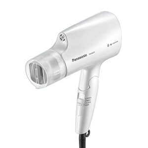 panasonic nanoe salon hair dryer with oscillating quick dry nozzle, folding hair dryer for travel and home, 3 airflow settings for easy styling and healthy hair - eh-na2c-w (white)