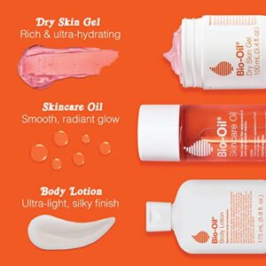 Bio-Oil Skincare Set, Trial Kit for Scars, Stretchmarks, and Dry Skin, 3 Pc Travel Size Kit Includes Skin Care Oil, Dry Skin Gel, and Body Lotion, use for Scars, Pregnancy Stretch Marks, and Dry Skin