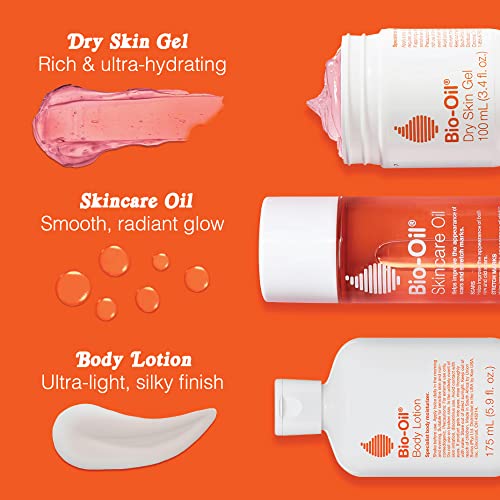 Bio-Oil Skincare Set, Trial Kit for Scars, Stretchmarks, and Dry Skin, 3 Pc Travel Size Kit Includes Skin Care Oil, Dry Skin Gel, and Body Lotion, use for Scars, Pregnancy Stretch Marks, and Dry Skin