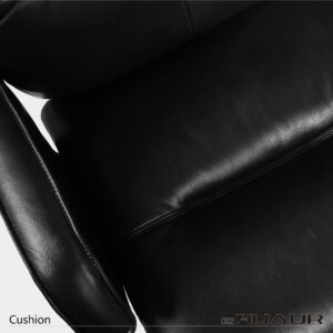 HUAUR Genuine Leather Modern Executive Chair High-Back Support 90 to 150 Degrees Tilt and Upholstered Home Desk Chair with Base 360LB Capacity Swivel Computer Office Chair (Black)