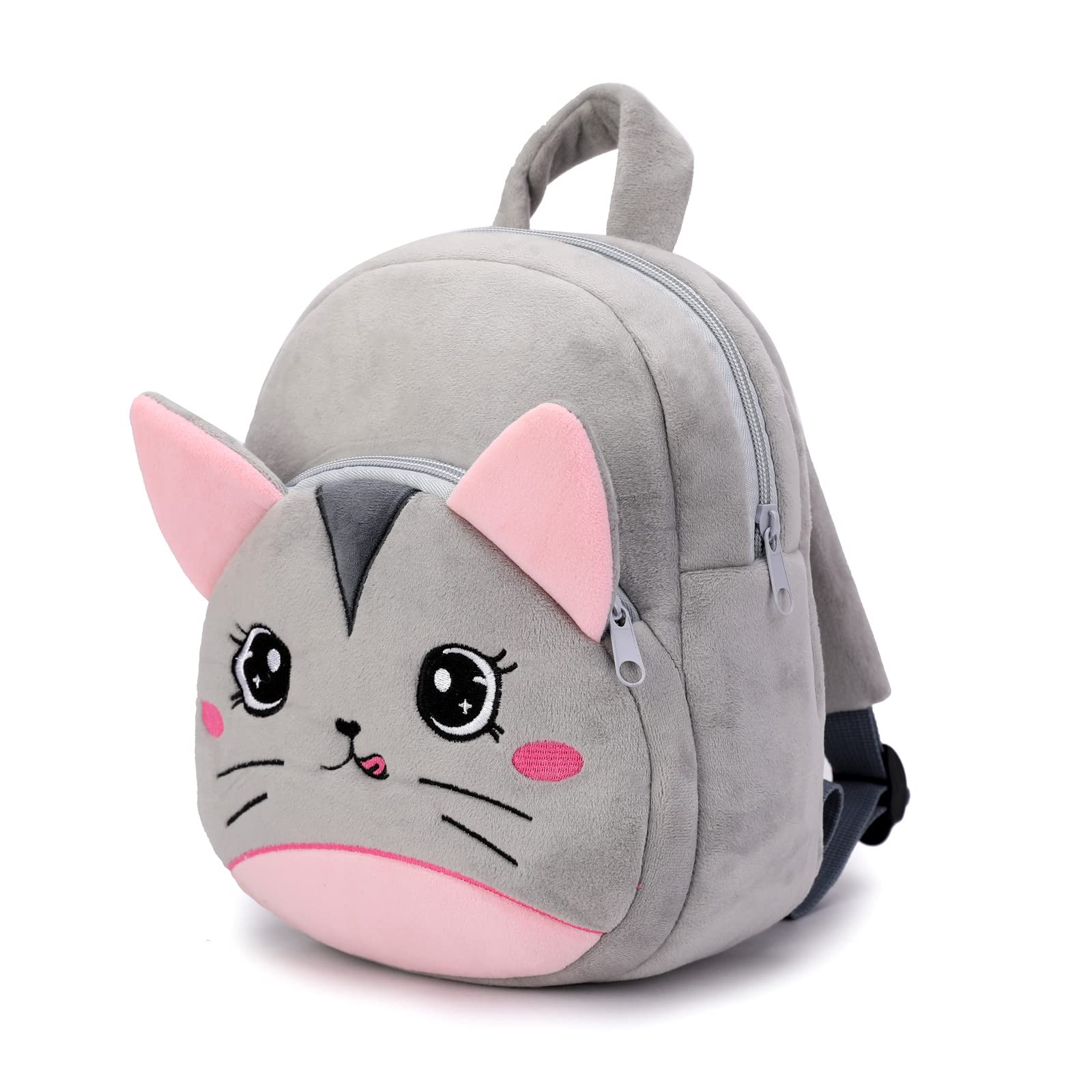 BEFUNIRISE Toddler Backpack for Boys and Girls, Cute Soft Plush Animal Cartoon Mini Backpack Little For Kids 2-6 Years (Cat)