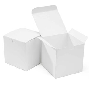 opaprain 4x4x4 inch 50 pack small white gift box with lid, diy made easy assemblely gift box for weddings, birthday parties, holiday celebrations