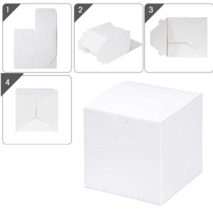 opaprain 4x4x4 inch 50 pack small white gift box with lid, DIY made easy assemblely gift box for weddings, birthday parties, holiday celebrations