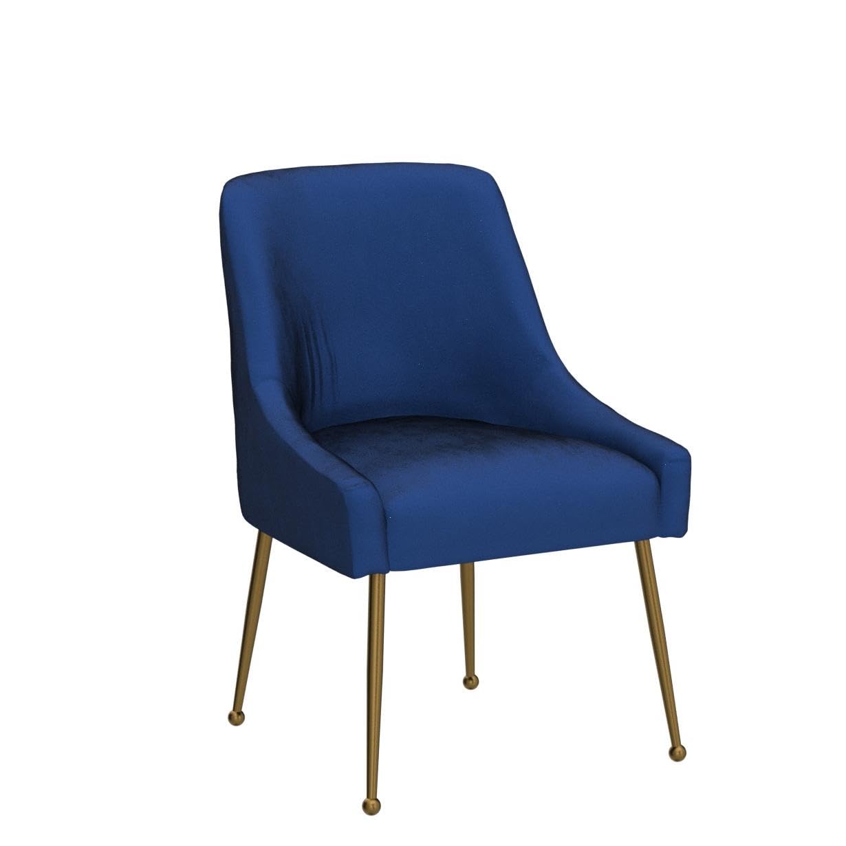 Restworld Velvet Dining Chairs Set of 2, Furniture Collection Modern Contemporary Upholstered with Polished Gold Metal Legs(Blue)