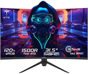 ktc 32 inch curved gaming monitor, 2k 170hz monitor, 1440p 144hz monitor, 1500r frameless, 1ms, hdr, freesync premium, displayport/hdmi/usb, vesa wall mount, pc monitor, h32s17