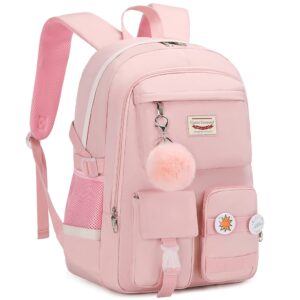 Classic Diamond School Backpack for Girls Laptop Backpack Cute Bookbag Kawaii School Bag Anime College Backpack for Teens Girls Student (Pink)