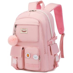 Classic Diamond School Backpack for Girls Laptop Backpack Cute Bookbag Kawaii School Bag Anime College Backpack for Teens Girls Student (Pink)